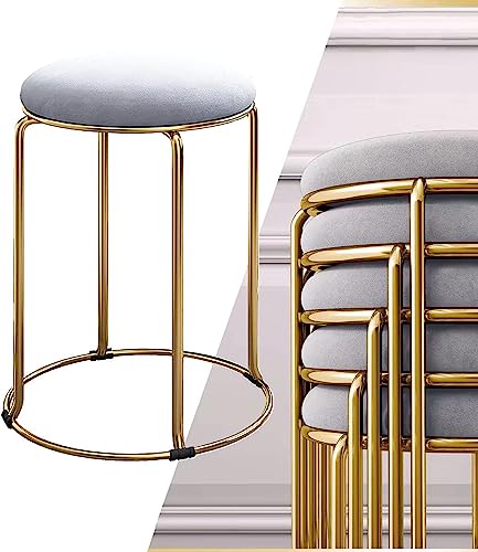Technology cloth Bar Stool Backless Bar Stools Counter Stools Vanity Stools salon backless bar stools Round Stool Stackable Round Chairs Dining Chairs Set of 5 Pack,for Dinning,Kitchen,salon,Semina.