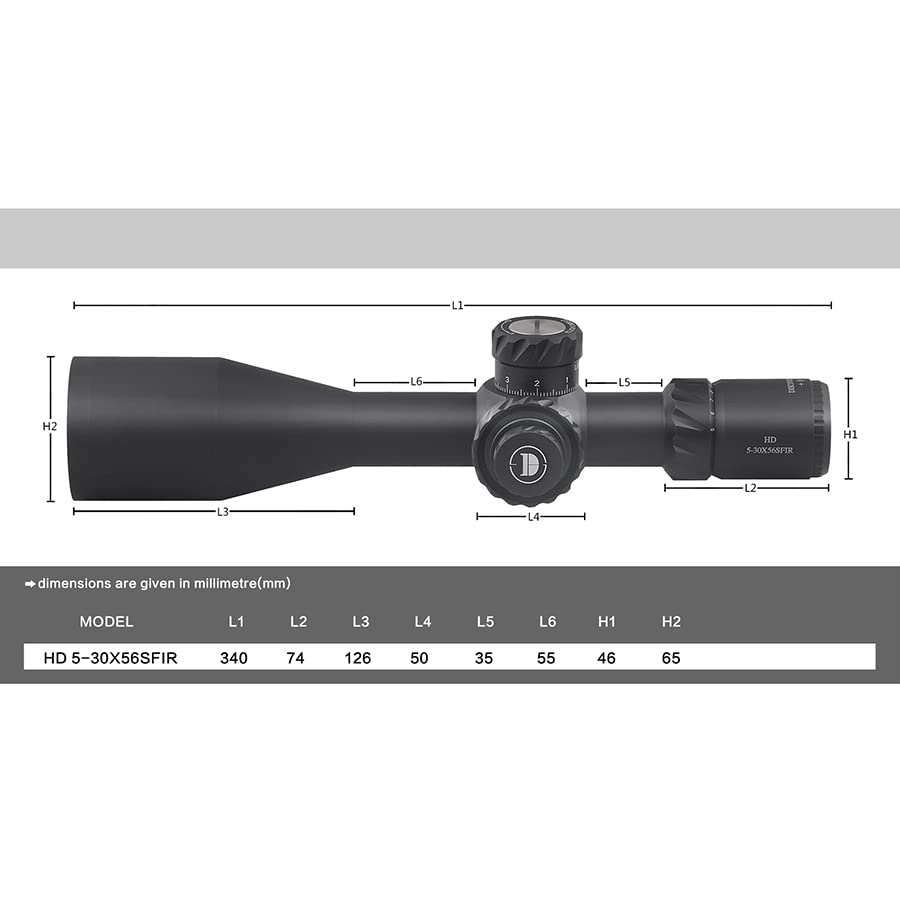 DISCOVERYOPT HD 5-30x56 FFP First Focal Plane (FFP) Rifle Scope with Red Illuminated Reticle and Parallax Adjustment High Definition Hunting Scope
