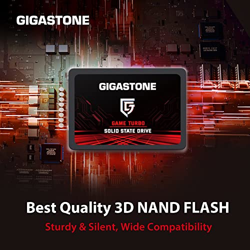 Gigastone Game Turbo 256GB SSD SATA III 6Gb/s. 3D NAND 2.5" Internal Solid State Drive, Read up to 520MB/s. Compatible with PC, Desktop and Laptop, 2.5 inch 7mm (0.28”)