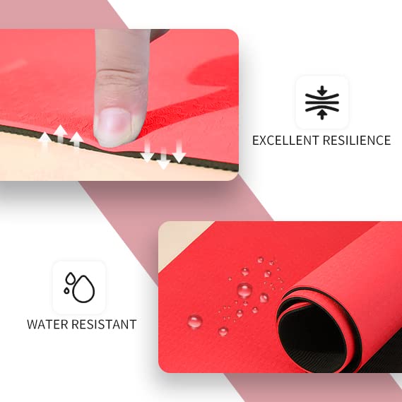 Eco-Friendly Fitness Waterproof Non Slip Workout Yoga Mats 1/4" Thickness (RED)