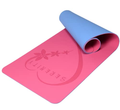Eco-Friendly TPE Yoga Mats Fitness Gym 8 mm Thick Exercise Gym Mat Non Slip (Orange)
