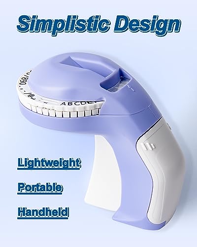 Msudoku Embossing Label Maker Machine with Tapes, 3D Embosser Gift, Portable Handheld Embosser Machine with 6 Rolls Embossed Label for Craft Cupboard and Other Home DIY Use, Purple Labeler