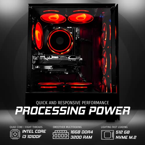 GAMINGPOWERPC G1 Gaming PC, Computer, Desktop, Prebuilt PC with RGB, AMD Ryzen 5 5600G 3.9GHz CPU, 7 Cores Radeon iGPU Graphics 1.9Mhz, 16GB DDR4 RAM, 512GB SSD, WiFi, Windows 11 (G102)