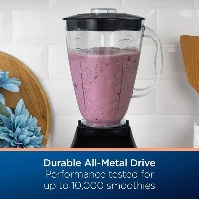 Generic 2195809 Classic 3-Speed Blender, Black; 3 Manual Speeds; 6-cup Blending Jar with Pre-marked Measuremet Lines; 700W High-torque Motor; Diswasher-safe; All-Metal Drive, medium
