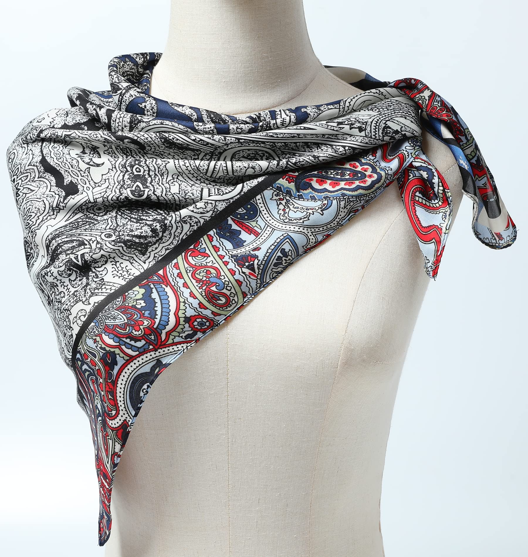 ecoinway Silk Head Scarf Women Satin Large Hair Scarves Bandanas 27" Square Silk Hair Wrap Sleeping Gift