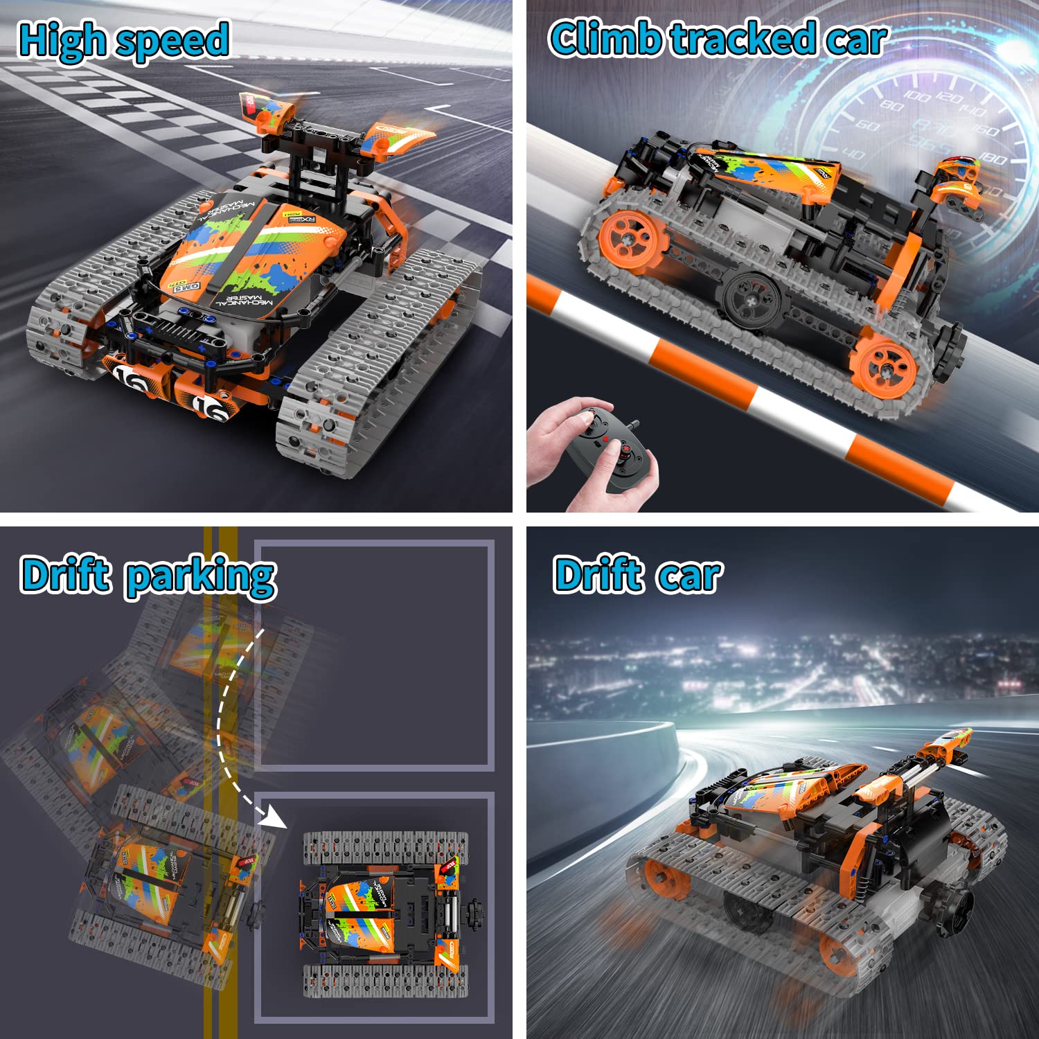 Gampop 6 in 1 STEM Building Toys Gifts for Age 6 7 8 9 10 11 12 Years Old Boys Kids,Remote Control RC Flip Race Car Tank Robot Blocks,Educational Learning Projects Science Engineering Kit (462 Pcs)