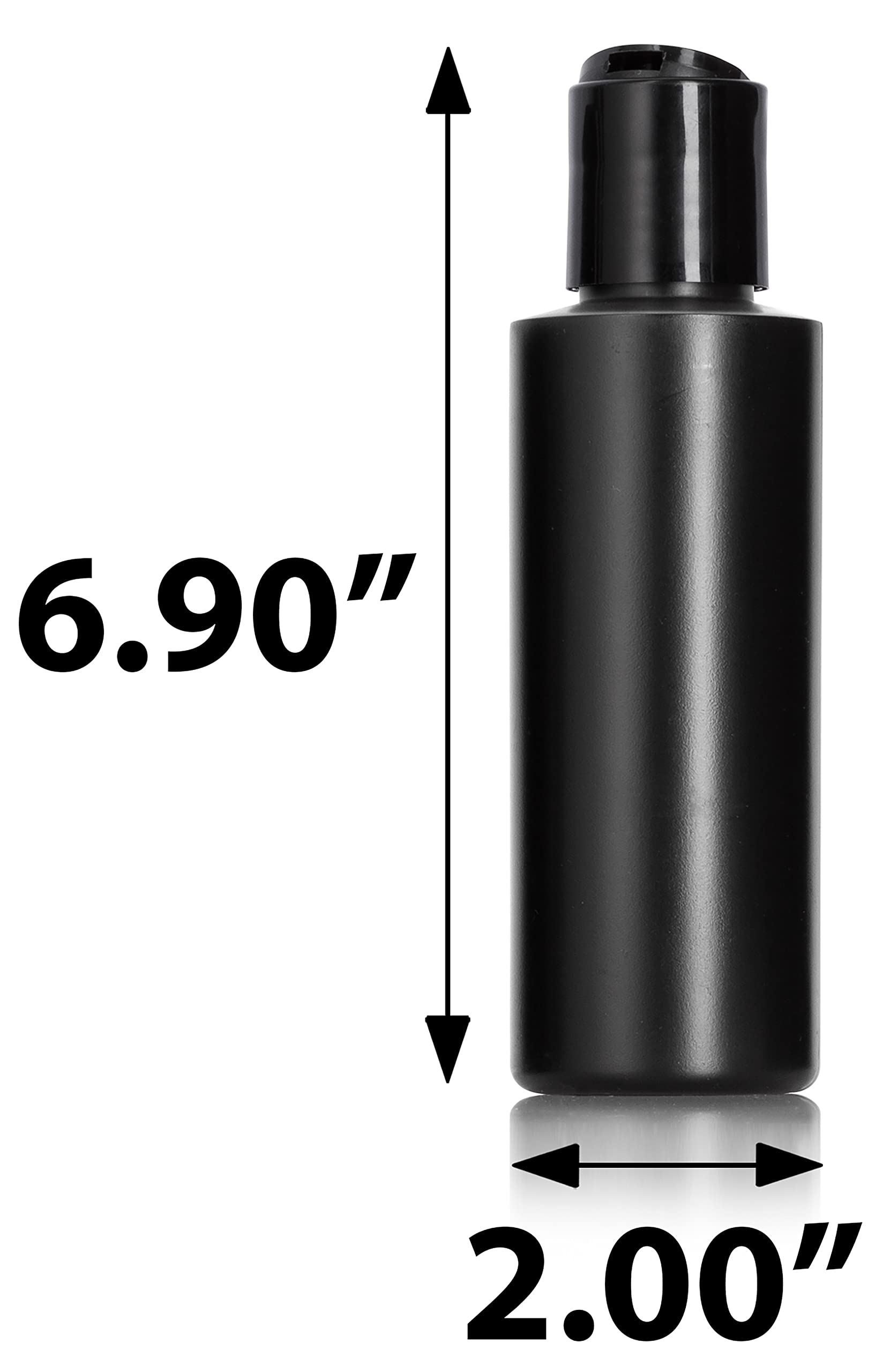 JUVITUS 8 oz Black Squeeze Cylinder Plastic (BPA Free) Bottle with Black Disc Cap (12 Pack)