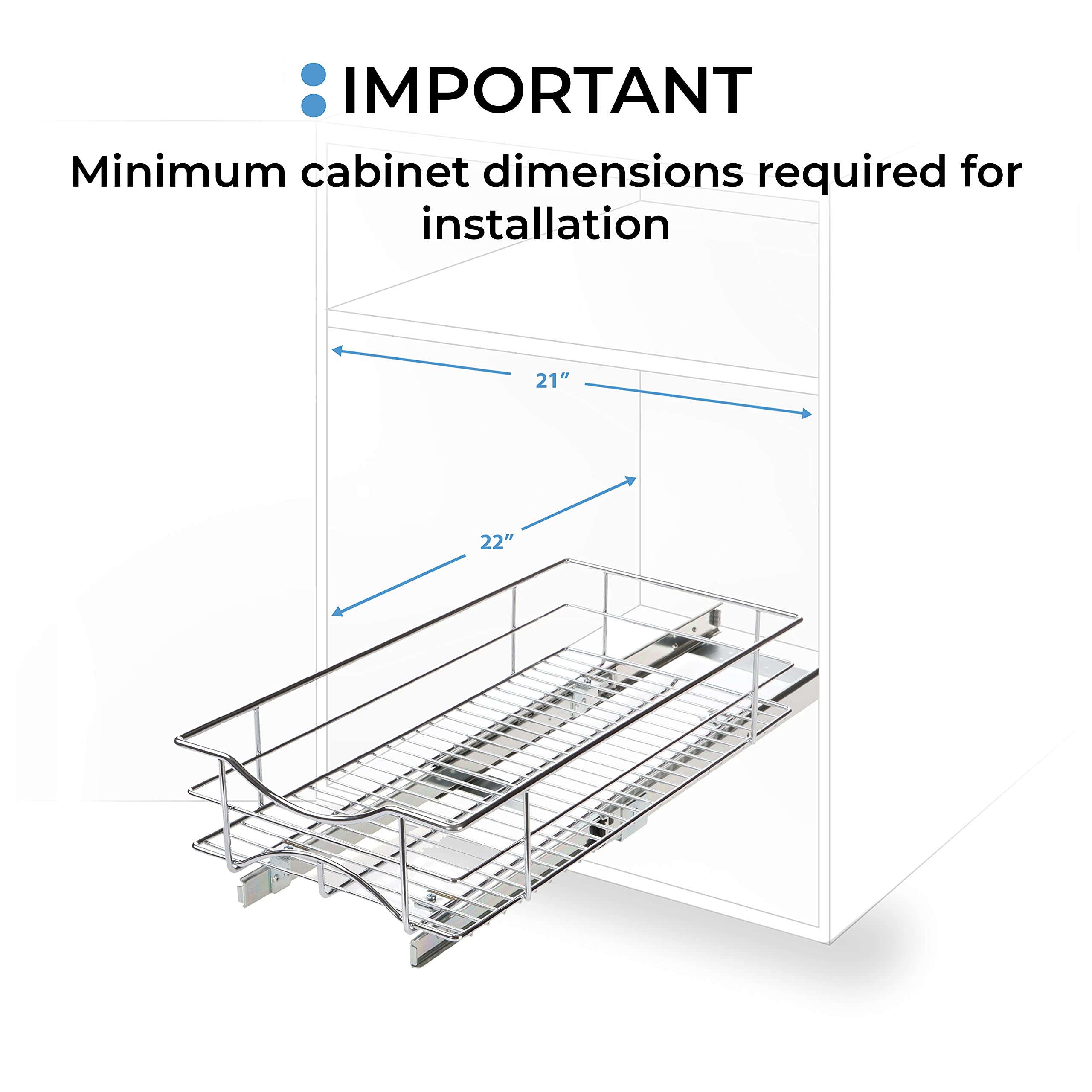 Home Zone Living Pull Out Kitchen Cabinet Organizer with Slide Out Drawer for Space Saving Storage, 20β W x 21β L
