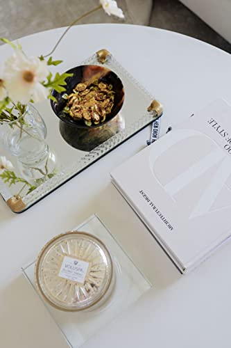 Maison Tray — by Alice Lane Home Collection — Gold, Glass, and Brass — Large and Elegant Decorative Platter — Coffee Tables, Home, Kitchen and Bathroom