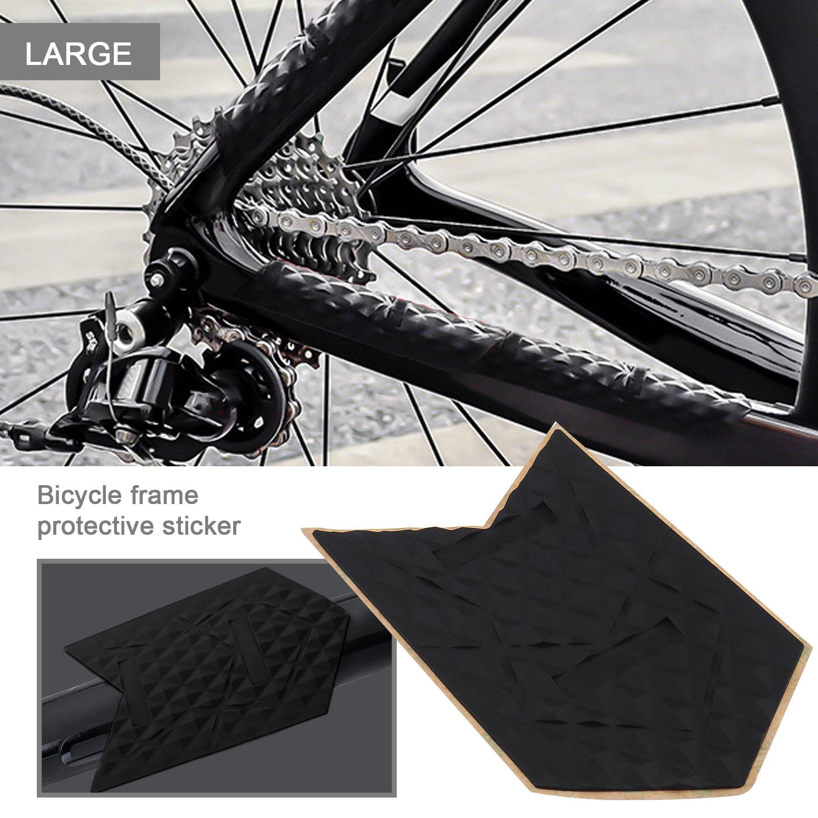 ECSiNG 5PCS Bike Frame Guard Protecter Bicycle Chainstay Protection Sticker Silicone Anti Scratch Frame Pad Waterproof Mountain Bike Frame Decor Black 112x65mm