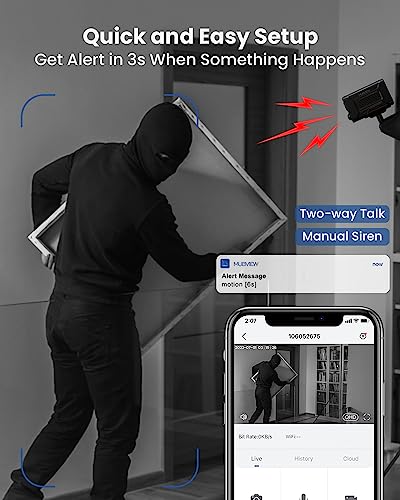 MUBVIEW Cameras for Home Security, Indoor Camera Wireless with Phone App, 1080P Battery Powered Camera, 30ft Night Vision, 2.4GHz, Human Detection, Siren and APP Alert, Two-Way Audio, Cloud/SD