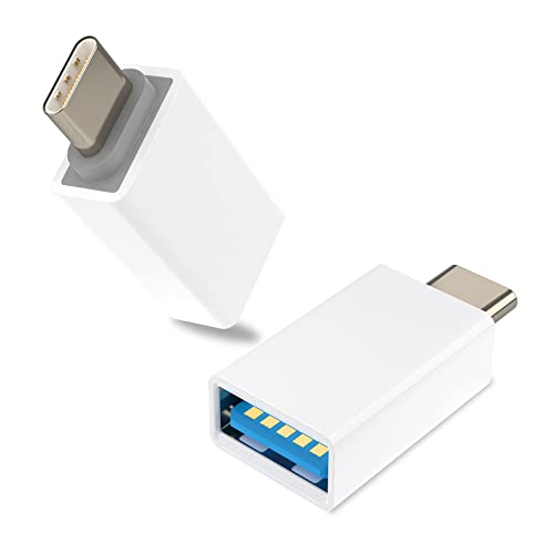 USB C to USB Adapter Pack-2,USB-C Male to USB 3.0 Female Adapter for MacBook Pro 2021/2020 iMac iPad Pro/Mini 6 Pixel 6 5 4 XL USB C Wall Plug Charger and Any Type C or Thunderbolt 4/3 Devices,White