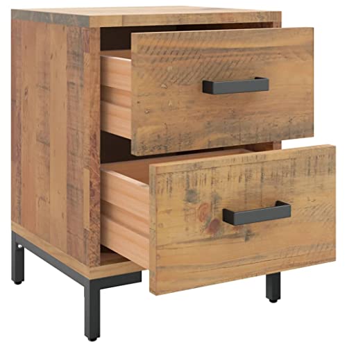 Makastle Small Nightstand Set of 2, Nightstands Beside Table with 2 Drawers, Wood End Tables Side Tables Bedside Cabinets for Bedroom, Living Room, Easy Assembly, 14.2"x11.8"x17.7" Solid Wood Pine