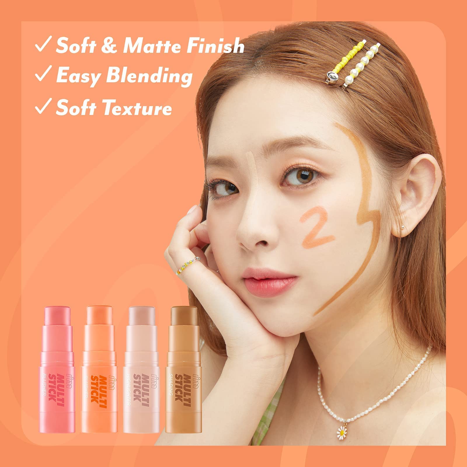 I'm Meme Highlighter Stick for Face - I'm Multi-stick | 001 Champagne Gold, 0.25 Oz + Eyeshadow Stick - I'm Stick Shadow Shimmer 001 Sugar Bling, 0.03 Oz Bundle