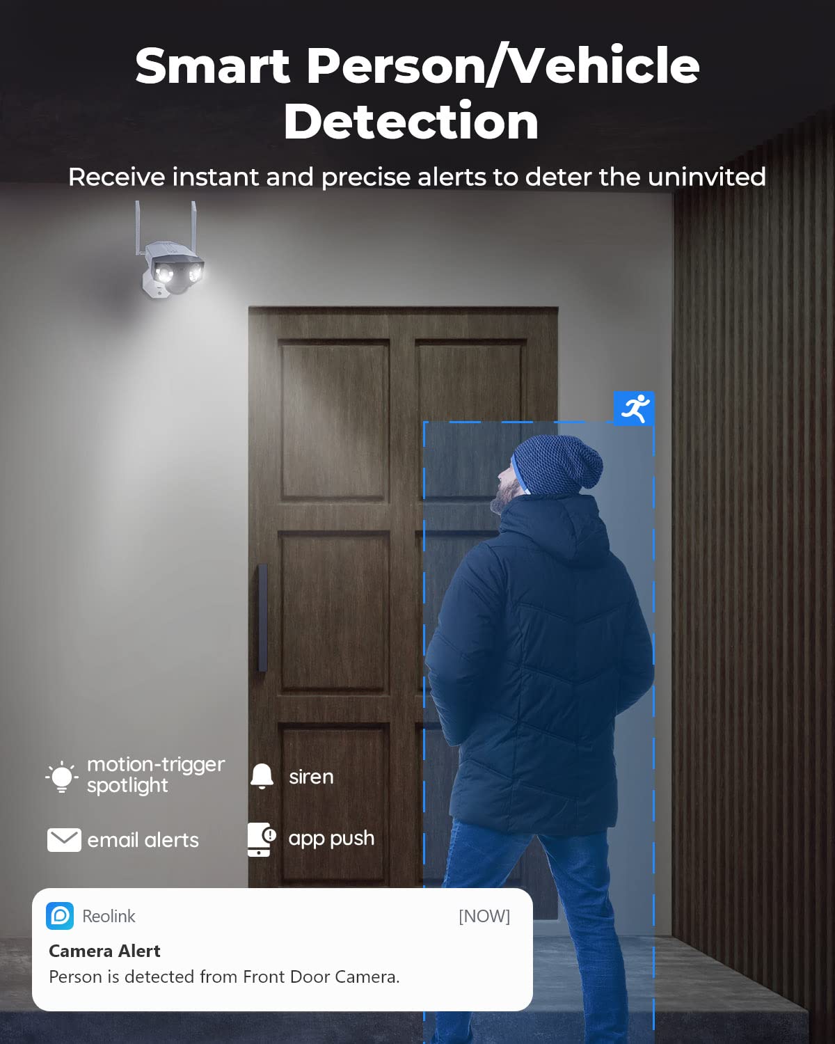 Reolink Duo - 2K Wireless Security Camera Outdoor, Dual Lens Ultra-Wide View, Color Night Vision, Battery Solar Powered, 2.4/5 GHz WiFi, 2-Way Talk, Person/Vehicle Detection, IP66 Waterproof