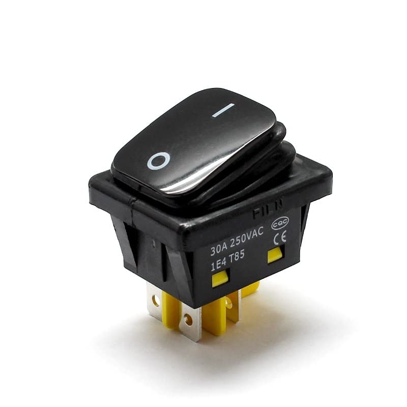 gande Micro Switch Rocker Switch on Off 30A/250V Heavy Duty 4 pin DPST IP67 Sealed Waterproof t85 Auto Boat Marine Rocker Switch Black no LED