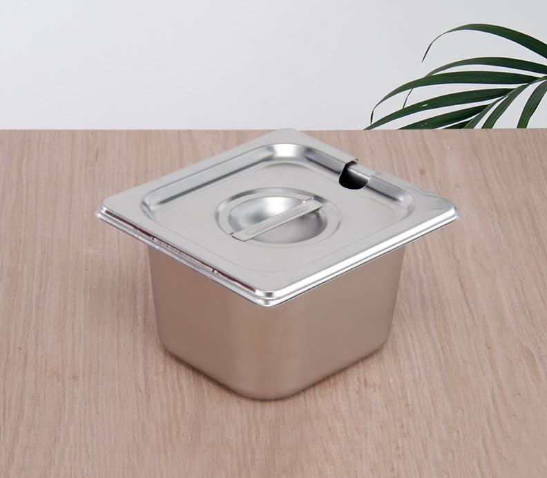 Generic 6 Pack Steam Table Pan, 4in Deep 1/6 Size Stainless Steel Food Pan Stackable Catering Pan with Lid for Restaurant, Hotel, Buffet, Party Supplies, 1.5L Capacity, Silver, KHJ93