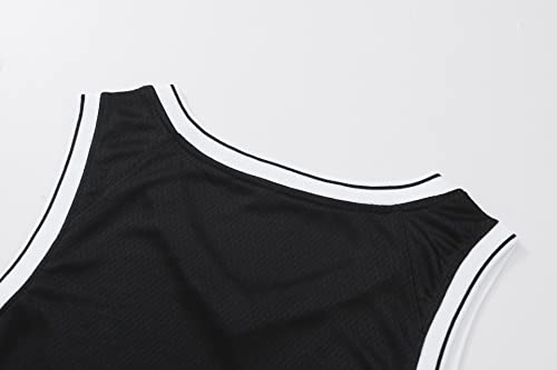 SHAJUNQI Basketball Jersey Men's Mesh Athletic Sports Shirts Training Practice - Blank Team Uniforms for Sports Scrimmage UO-Black White XL