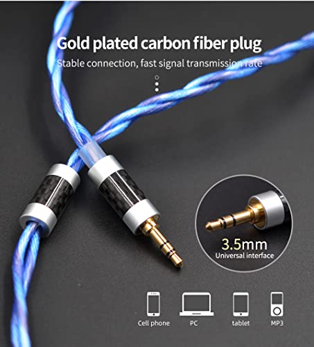 KZ Headphone/Earbuds/in-Ear Earphone Upgrade Cable,Upgrade 498-core Single Crystal Copper Silver-Plated Cable 0.75MM 2pin Gold-Plated pin 3.5mm Audio Plug (C Pin Translucent Blue)