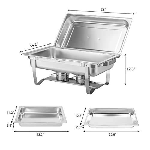 Perossia 3 Packs Chafing Dish Buffet Set Stainless Steel Food Warmer with 8QT 3 Full Size Pans Portable for Parties Catering Buffet Servers and Warmers