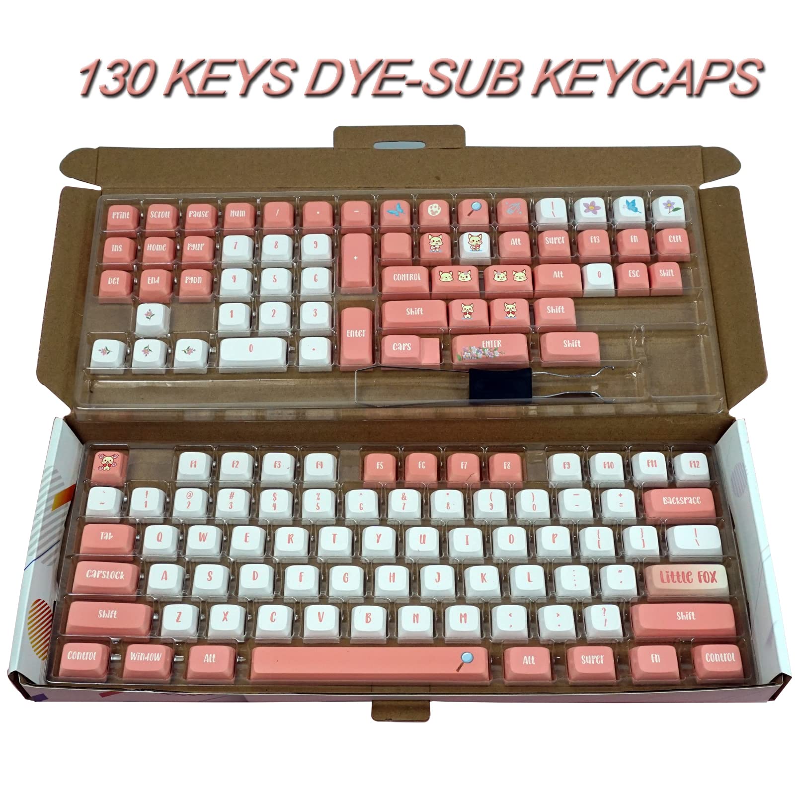 Keycaps 130 Keys Custom Keycap PBT Dye Sublimation Keycaps XDA Profile Keycaps DIY Mechanical Keyboard Keycap Sets with Key Puller for 61/68/84/98/108 MX Switch US Layout Mechanical Gaming Keyboard