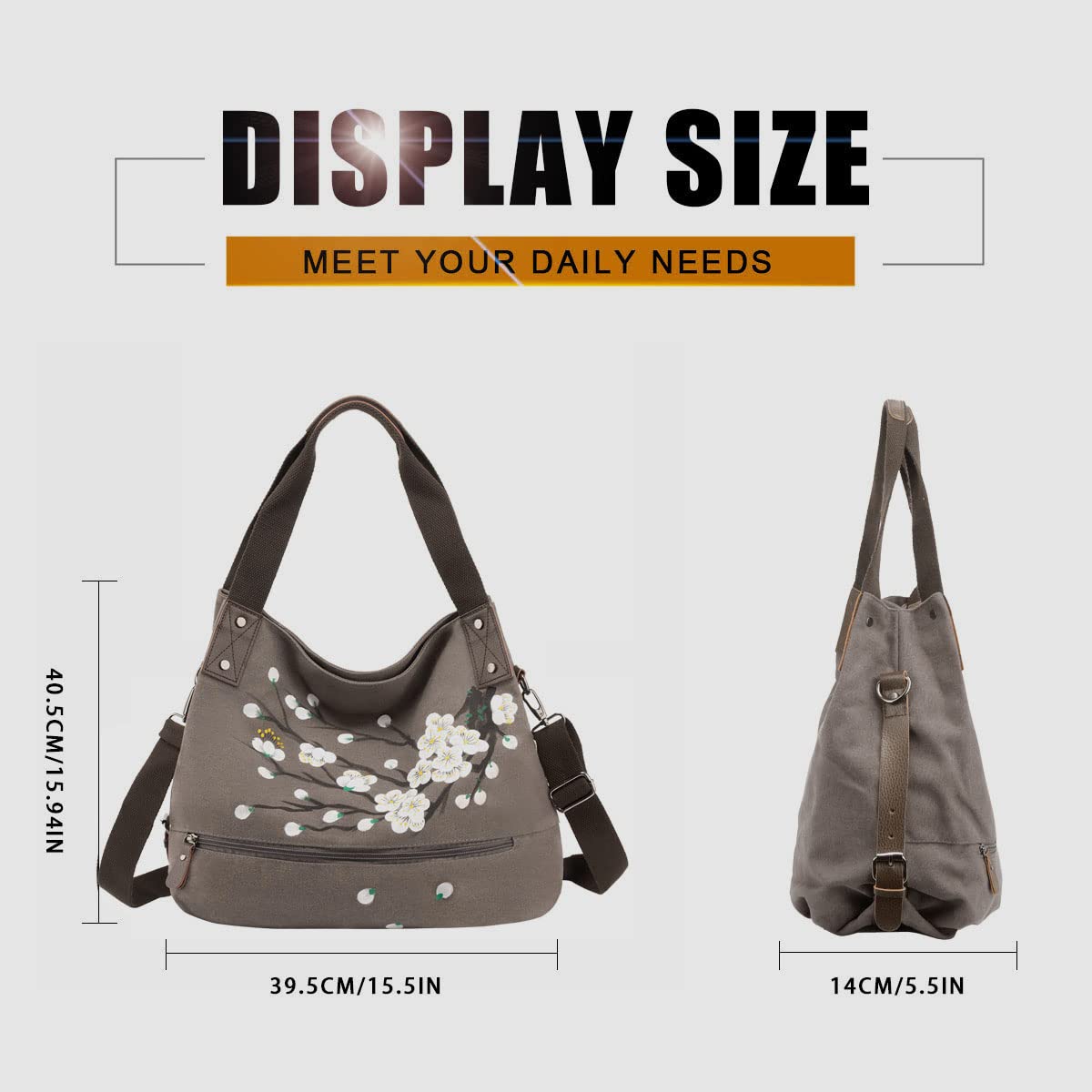 Eshow Women Canvas Hobo Handbags Canvas Purse Shoulder Bag Cross-Body Bag Messenger Bag Mom Bag for Women