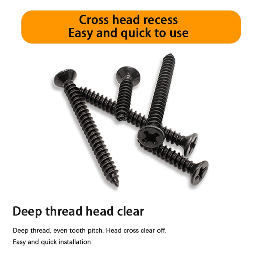 Indprod M4 Flat Head Self Tapping Wood Screws Assortment Fasteners Kit 360Pcs,Phillips Drive Countersunk Head Self-Tapping Screws,Carbon Steel
