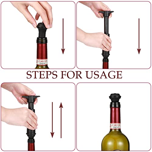 Wine Stopper Resealable Wine Pump Vacuum Stoppers Vacuum Wine Stopper Silicone Wine Saver Vacuum Stoppers Practical Wine Saver Stoppers for Kitchen Supplies Wine Bottle Tools (Black,24 Pieces)
