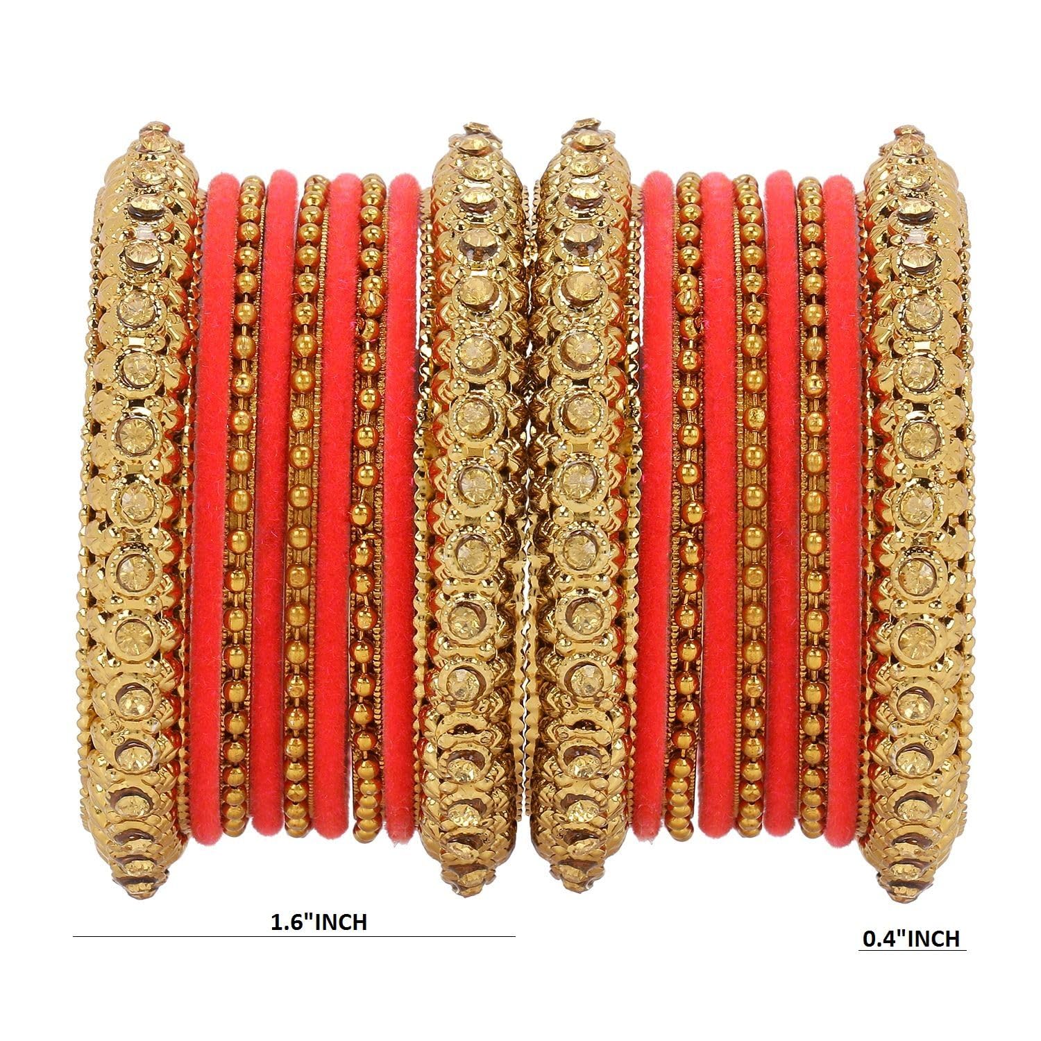 Efulgenz Boho Antique Oxidized Indian Jewellery Tribal Crystal Velvet Bracelet Bangle Set