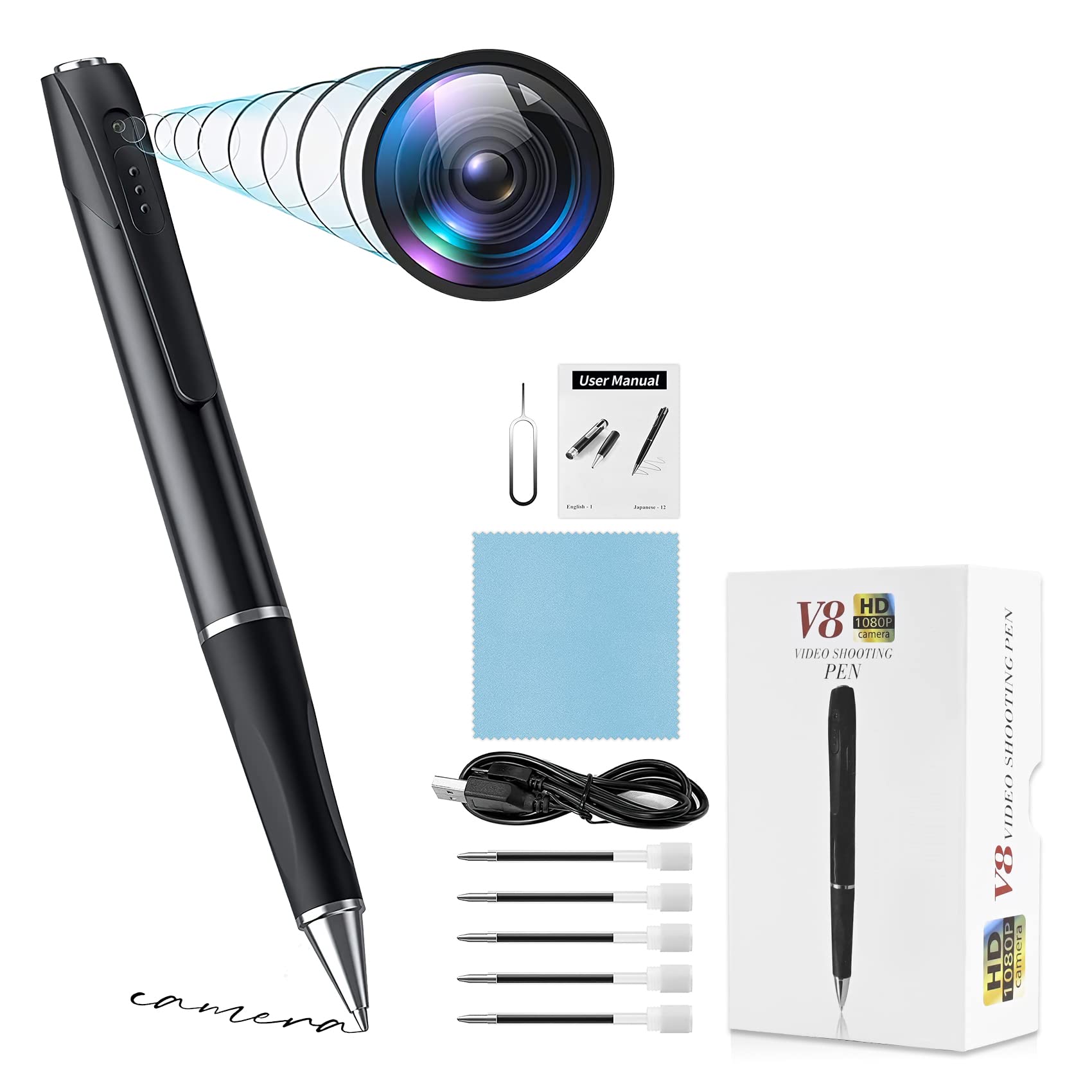 igokqsdg 1080P Hidden Camera Pen - Camera for Home Office Security, Portable Cameras for Surveillance