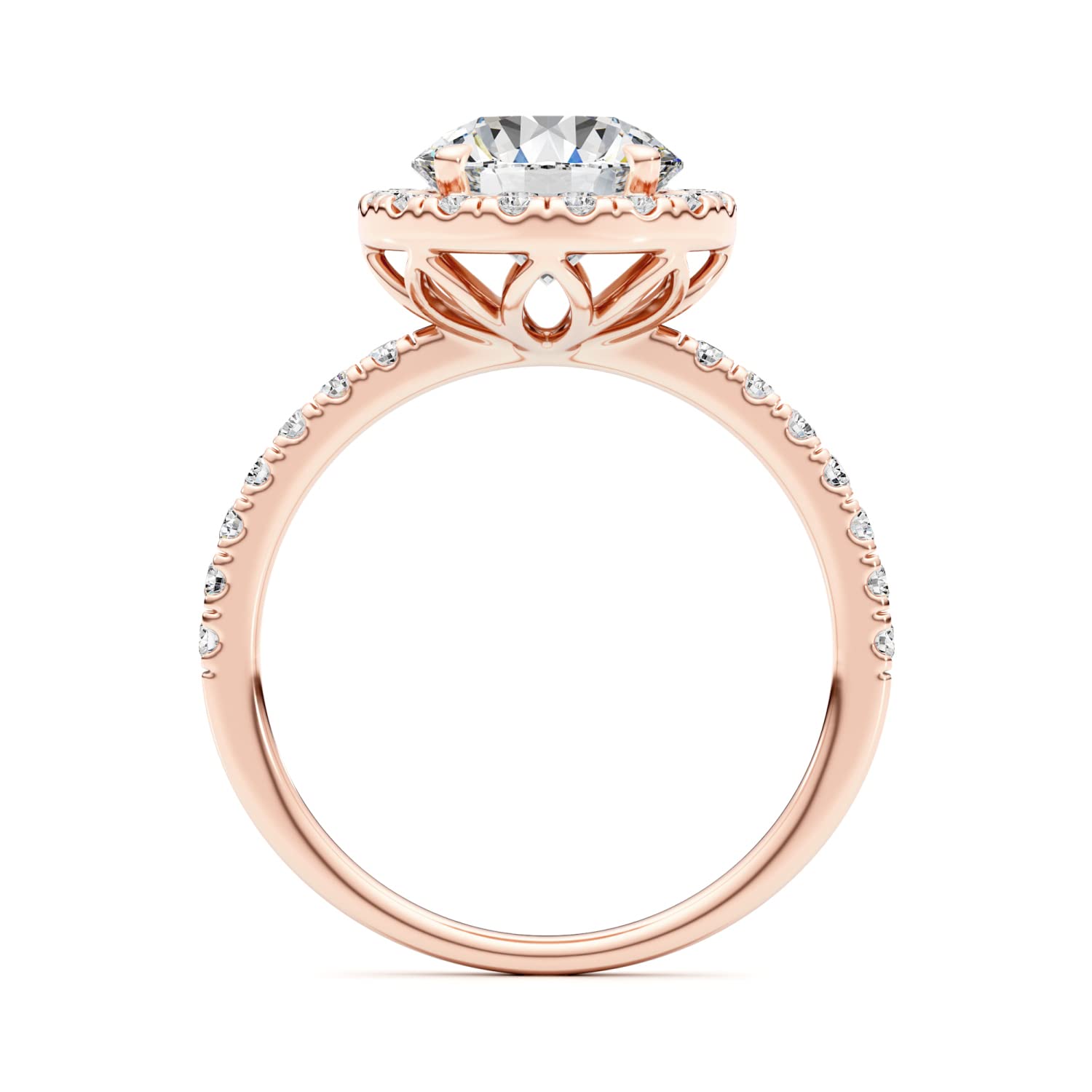 GLAM AND GEMS 1/2 Carat Lab Grown Diamond and 2 Carat Moissanite Engagement Ring for Women in 14k Rose Gold (D-E, VS, cttw) Wedding Ring