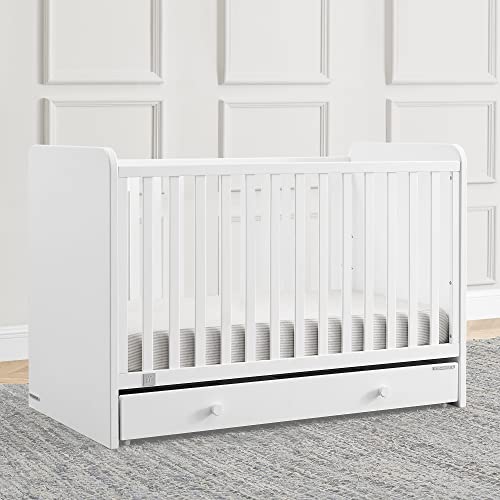 GAP babyGap Graham 4-in-1 Convertible Crib with Storage Drawer - Greenguard Gold Certified, Bianca White