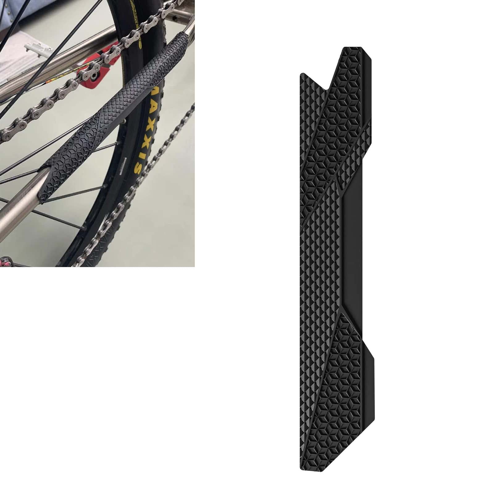 Esonto ENLEE Mountain Bike Chainstay Protector, Bicycle Chain and Frame Protection, 3D Embossed, Prevent Collision Airbag Type Cushioning Silicone Tape, Also for Road Bikes