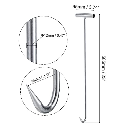 uxcell 23inch T-Handle Meat Boning Hook, Galvanized T Hooks for Kitchen Butcher Shop Restaurant 1Pcs
