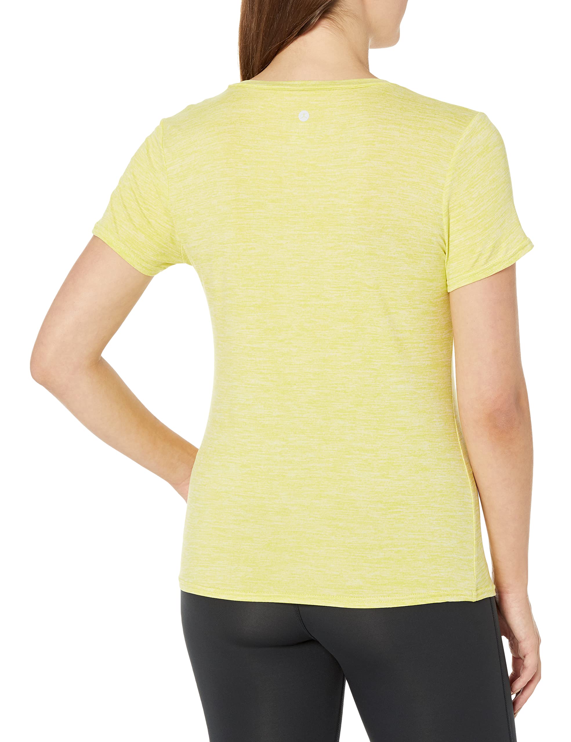 Danskin Women's 2 Pack Essential V Neck T-Shirt, Black Salt Space Dye/Sulphur Spring Space Dye, X-Large