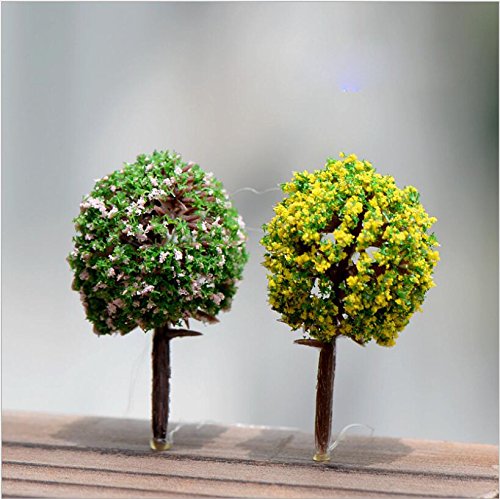 NW 30pcs Mini Colorful 1.41inch Model Trees Model Train Scenery Architecture Trees Model Scenery with No Stands