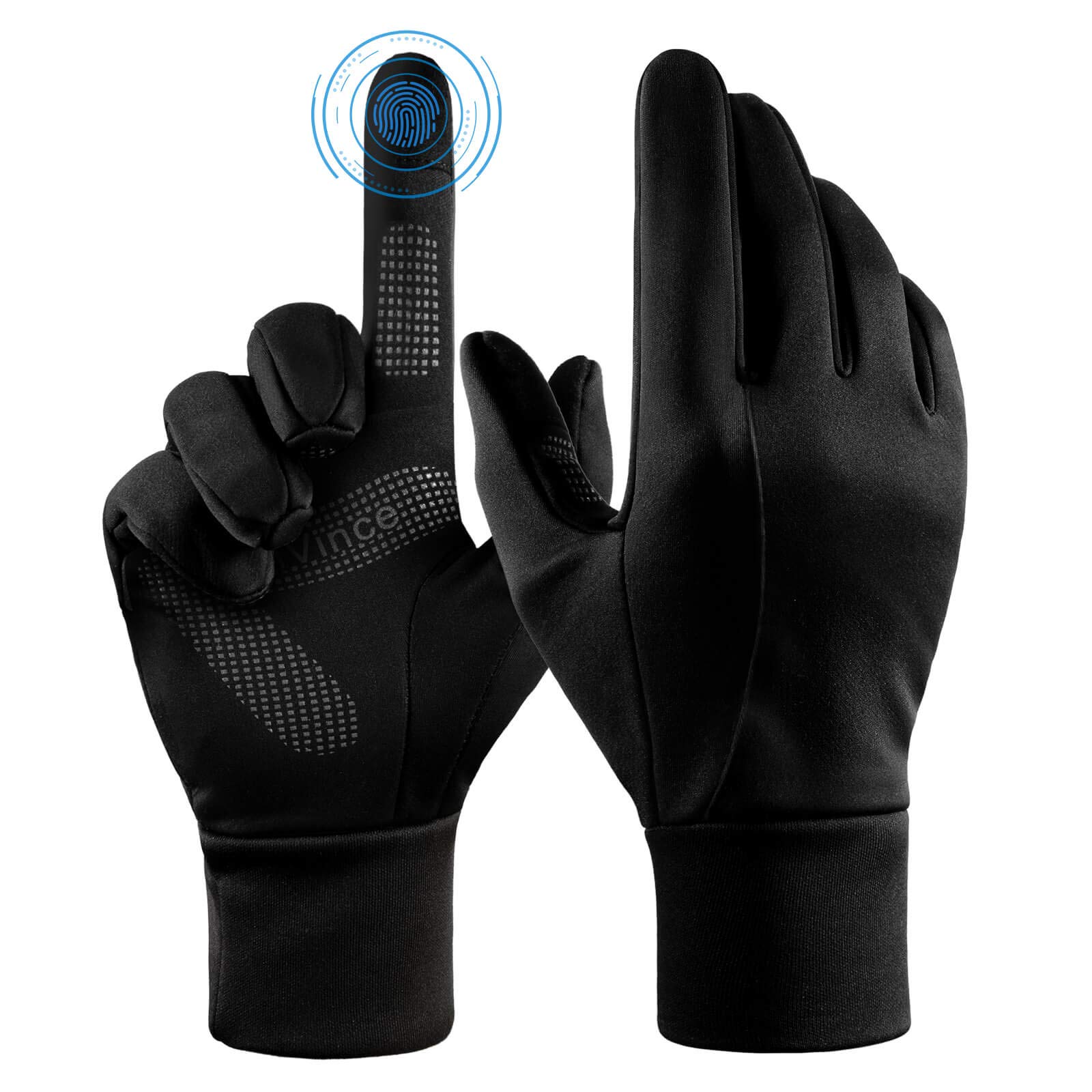 FanVince Touch Screen Water Resistant Windproof Thermal for Running Cycling Driving Hiking for Men Women (Black,X-Small)