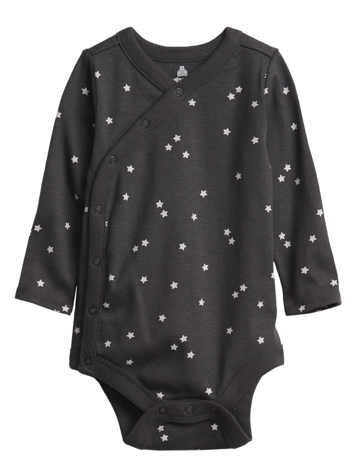 GAP unisex baby Kimono Long Sleeve Bodysuit, Soft Black, 0-3M US