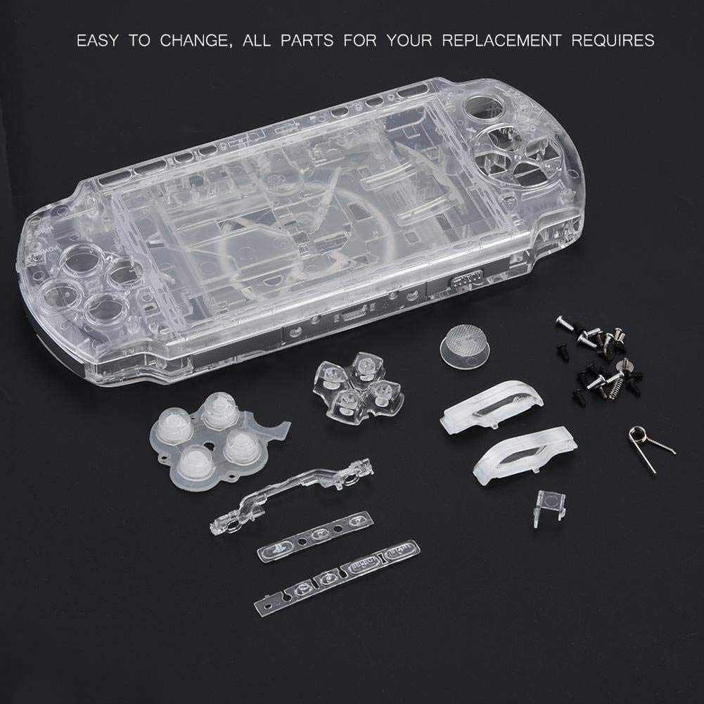 Replacement Full Housing Console Game Shell Case Cover Back Repair Parts for PSP 3000 ,Playstation Portable 3000 System , Shock Absorption and Anti Scratch Design Silver