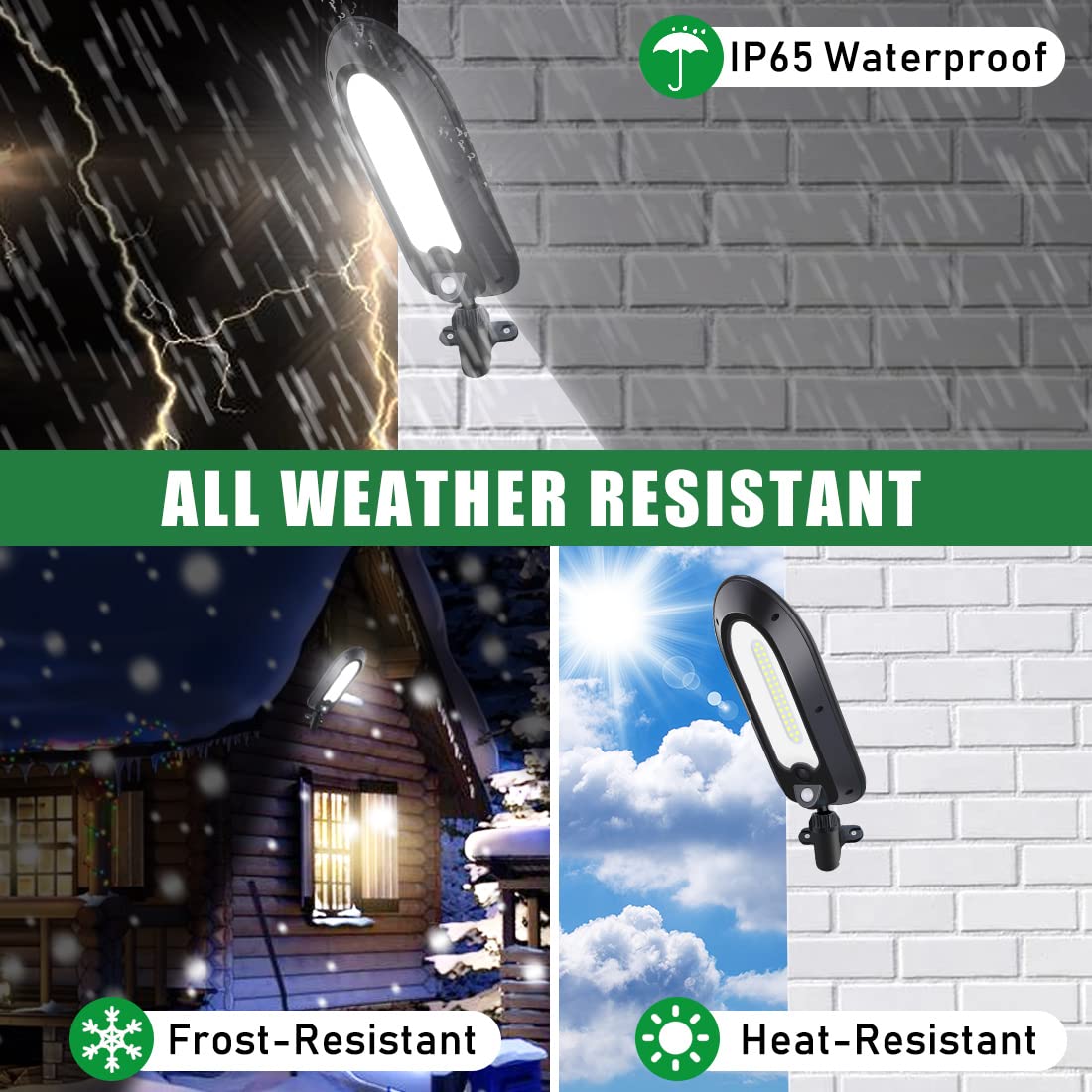 JAMIEWIN Solar Street Lights Outdoor, Solar Motion Sensor Light Solar Wall Lights Outdoor Waterproof Solar Flood Security Light for Gutter Porch Barn Garden Deck Fence Patio Path 2 Pack