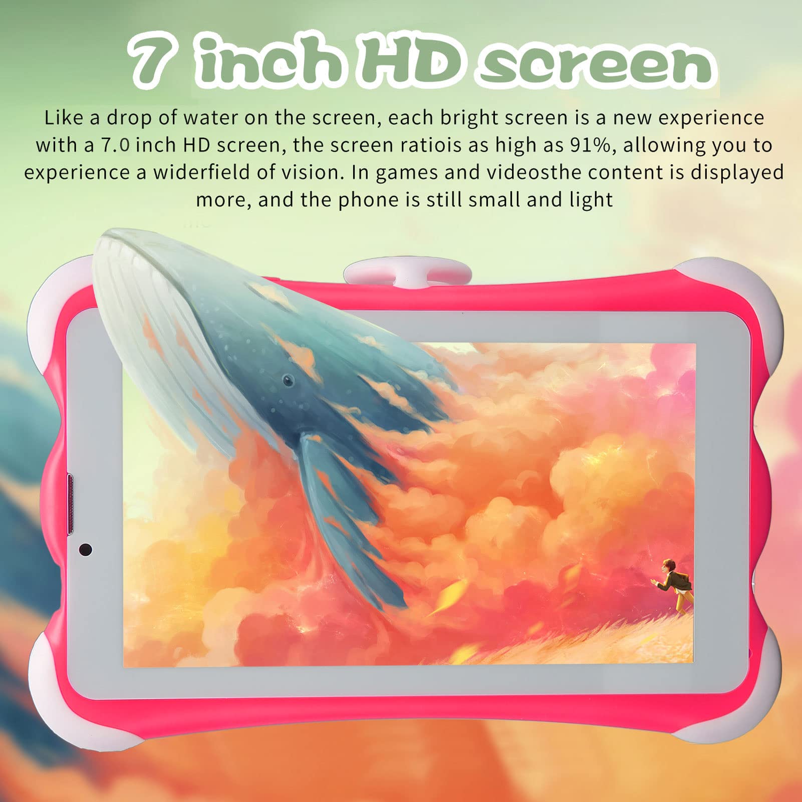 FOTABPYTI Toddler Tablet, Eye Protection Kids Tablet 7 Inch 1280x800 6000mAh Rechargeable Battery for Play (US Plug)