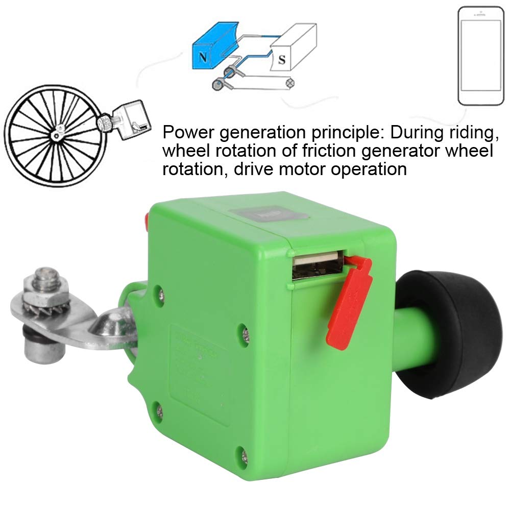 hightseck Bicycle Dynamo Generator, Electric Bike Generator with Rechargeable Dual USB Output, Compact Motorized Friction Generator 1000mAh Mobile Phone Charger Power Bank for Riding