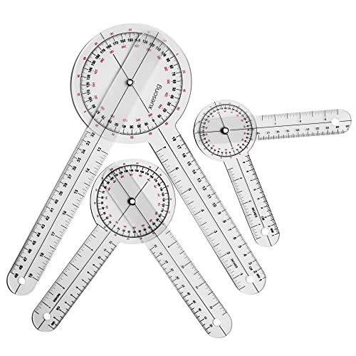 Goniometer Set 3 Pieces 12", 8", 6" Body Measuring Tape - Physical Therapy, Occupational Therapy, Fitness, Medical Protractor Angle Ruler Measuring Tool