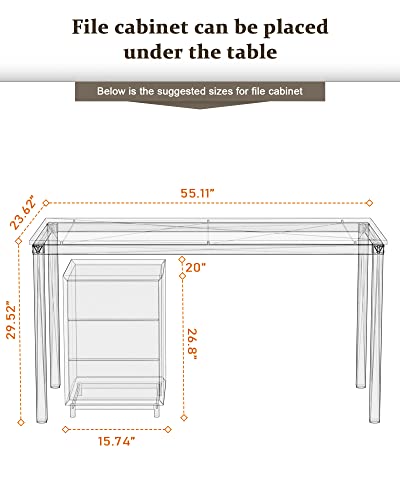 Teraves Computer Desk/Dining Table Office Desk Sturdy Writing Workstation for Home Office (55.11β, Black Oak)