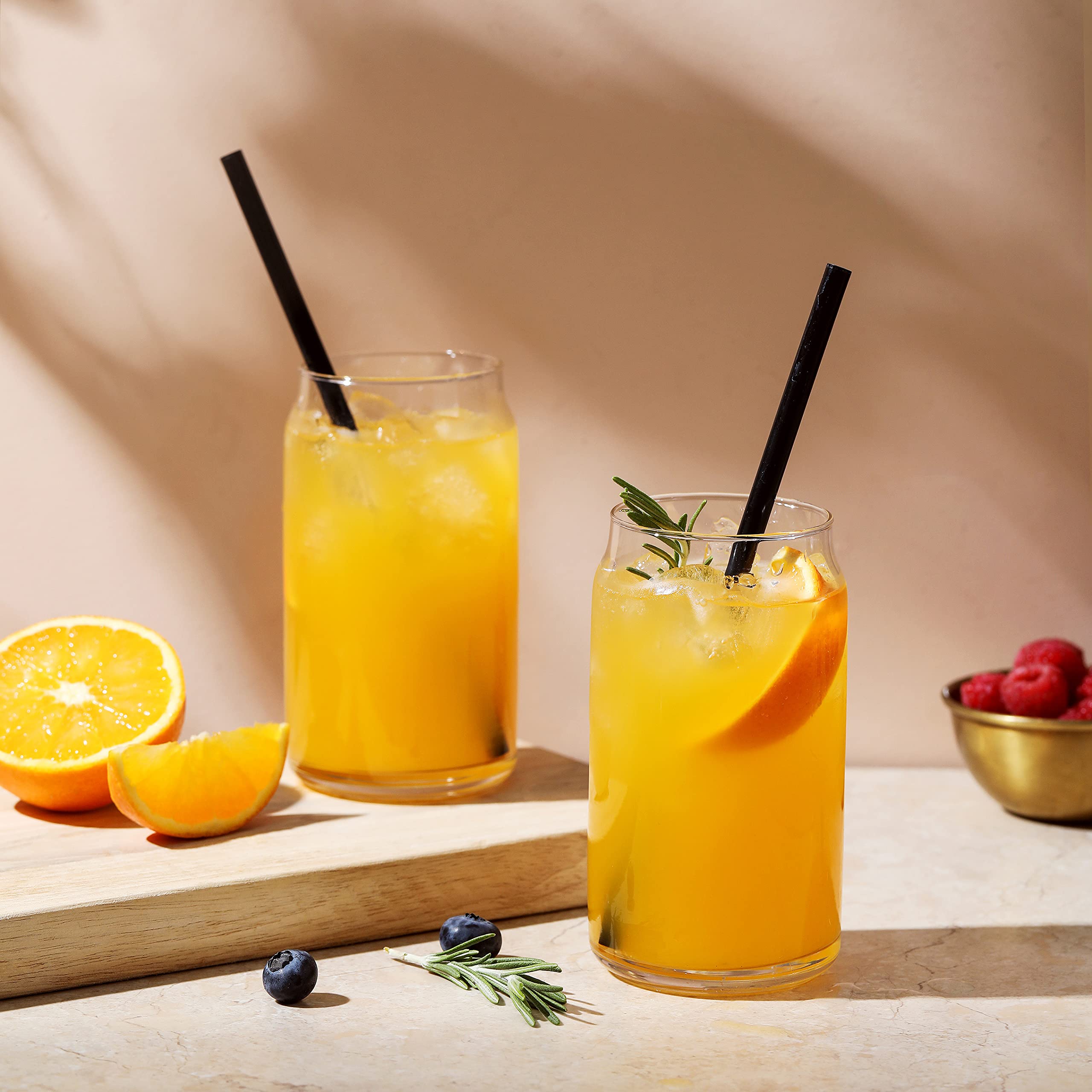 Hyperspace 16 OZ Can Tumbler Glasses, Can Beer Glasses, Drinking Glasses 12Pcs Set with Straws, Ideal for Beer, Iced Coffee/Tea, Juice, Cocktail, Whiskey - BPA Free