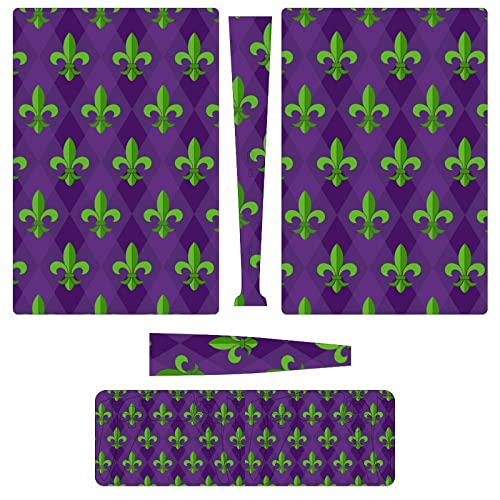 Fleur-de-lis Pattern Full Protective Skin Cover Design Wrap Decal Sticker Compatible with PS5 Digital Edition Console and Controller