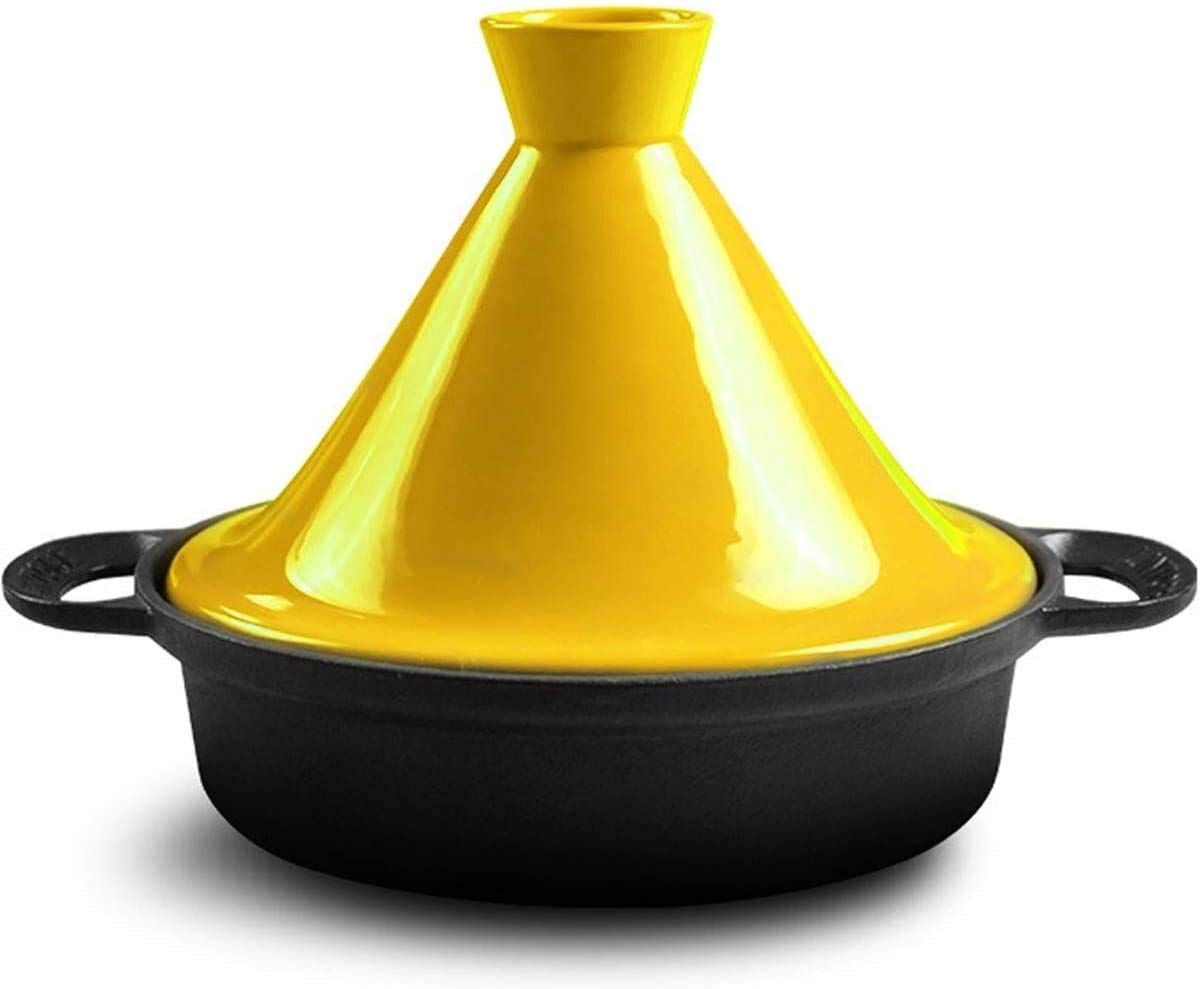 QIANMEI Ceramic Tagine Pot Tajine Cookware Saucepan Seafood Pot|Cookware Saucepan|Cooking Slow Cooker|Smoke-Free Non-Stick|for Cooking Healthy Food (Color : Yellow)