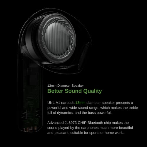 NIXGIR UNL A1 True Wireless Earbuds, Bluetooth 5.3 Headphones with ENC Microphone, HiFi Stereo Sound, 18H Playtime, IPX4 Waterproof