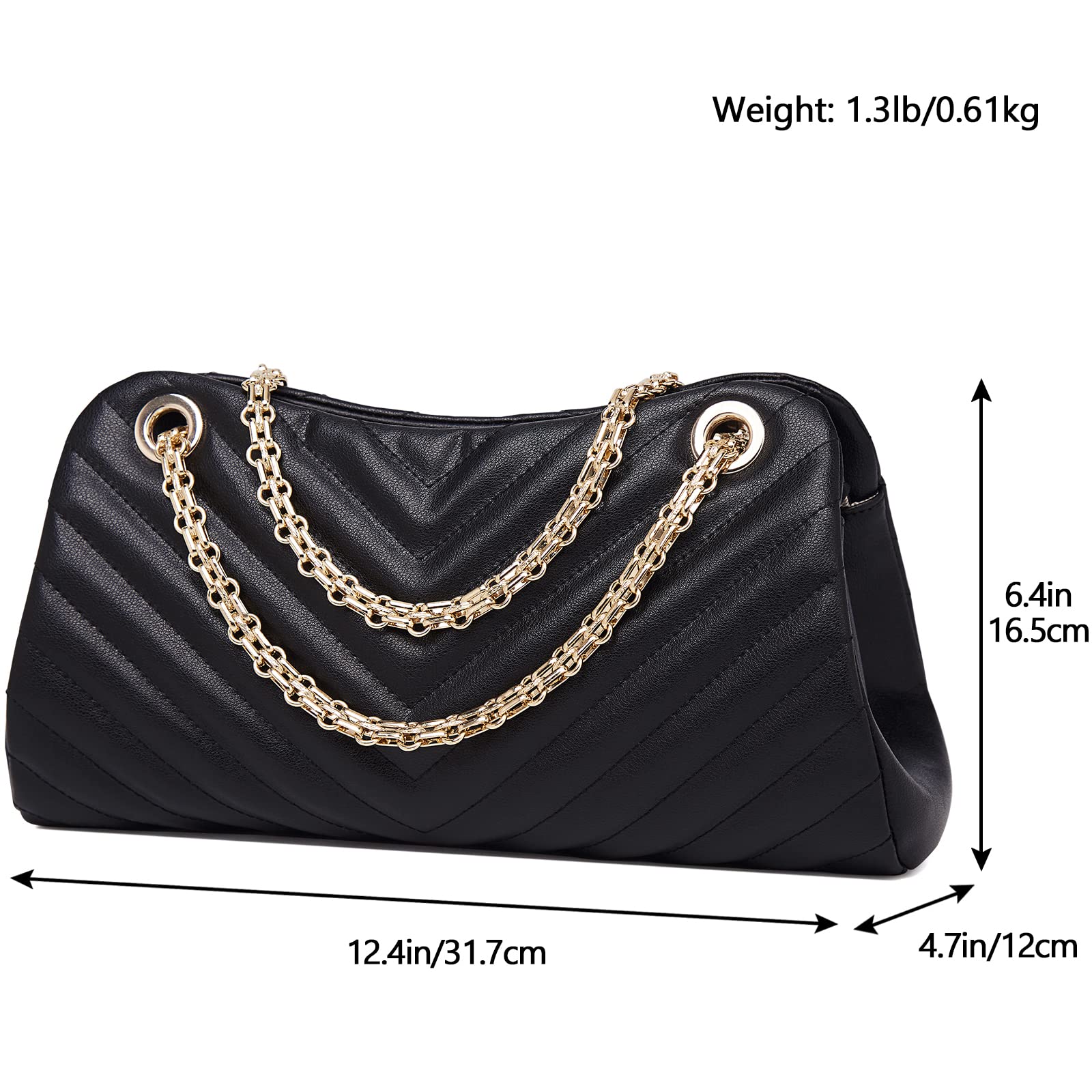 FOXLOVER Womens Leather Quilted Shoulder Bags, Ladies Small Chain Purse Designer Handbags