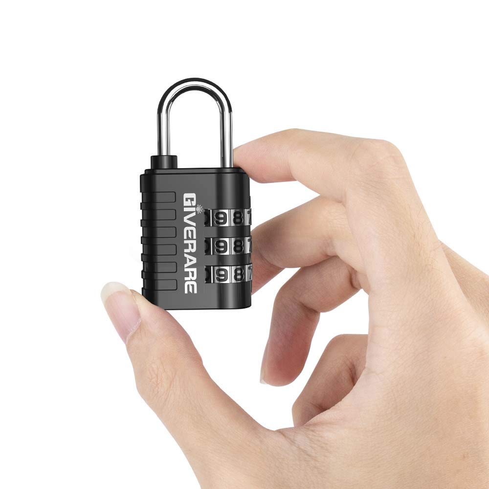 GIVERARE 8 Pack Combination Lock, 3-Digit Padlock Keyless, Resettable Luggage Locks for Backpack, Gym & School & Employee Locker, Weatherproof Travel Lock for Fence, Backyard Gate, Hasp, Case-Black